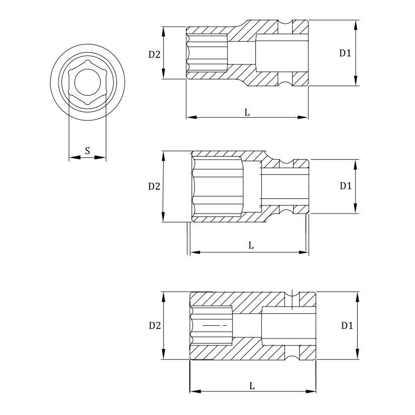 3/4" Drive USA Type 6-Point Impact Socket, SAE, Metric - Tien-I
